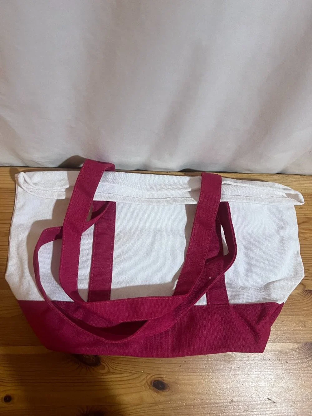Bags | Dunkin Pink White Tote Bag With Outside Drink Pocket Le 226 ...
